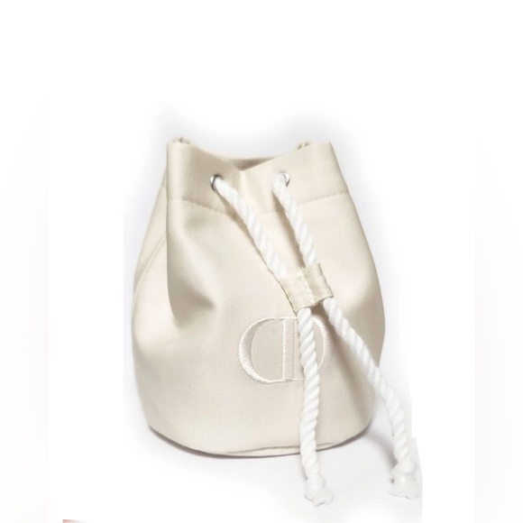 Dior | Bags | Christian Dior Off White Twill Drawstring Pouch Makeup ...